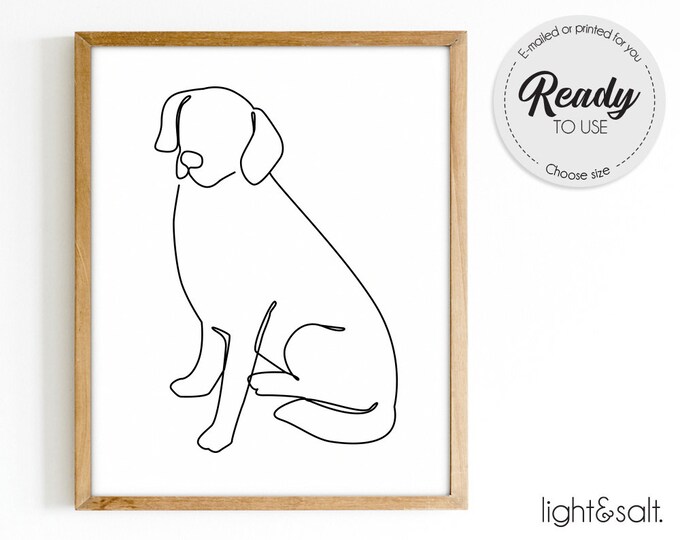 Labrador Retriever Heart One Line Drawing Print. Printable Simple ...