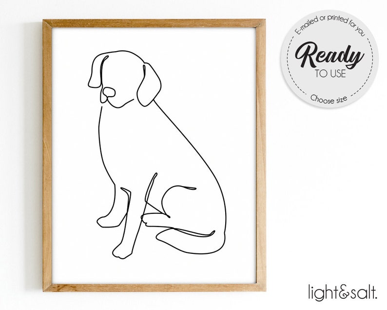 Dog One Line Drawing, Labrador Retriever One Line Drawing Print, Dog ...