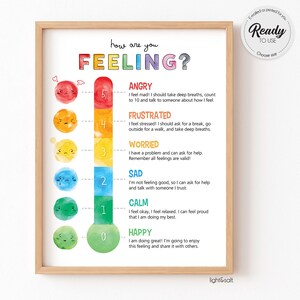 Watercolor School Counselor Office Decor Set of 5 Wall Art, Feelings ...