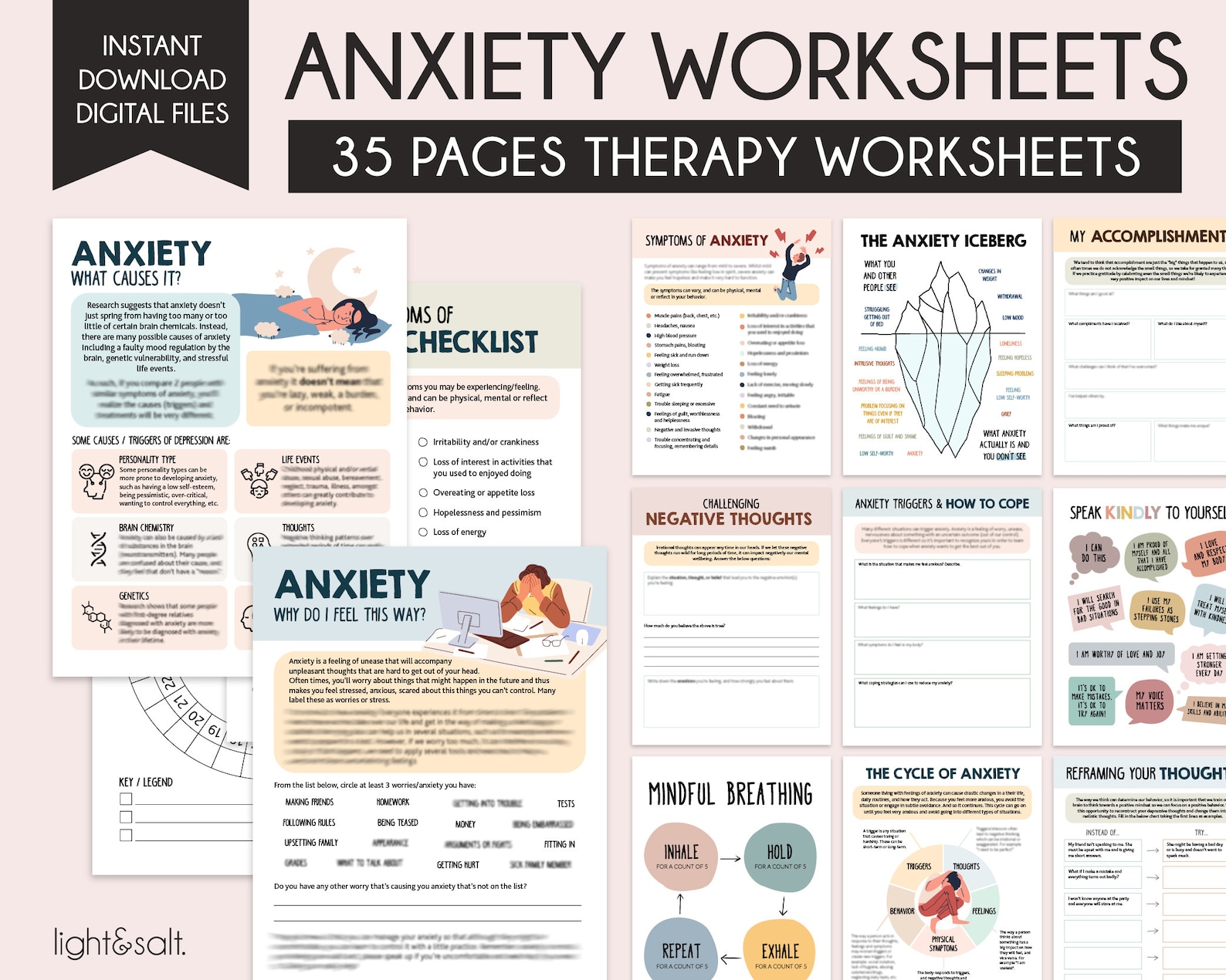 Therapy Worksheets Bundle Anxiety Worksheets Inner Critic - Etsy
