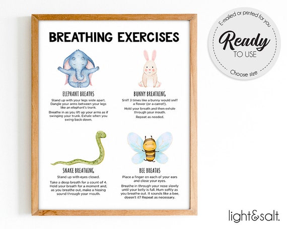 Breathing Exercises Poster Mindful Breathing Calming Corner | Etsy