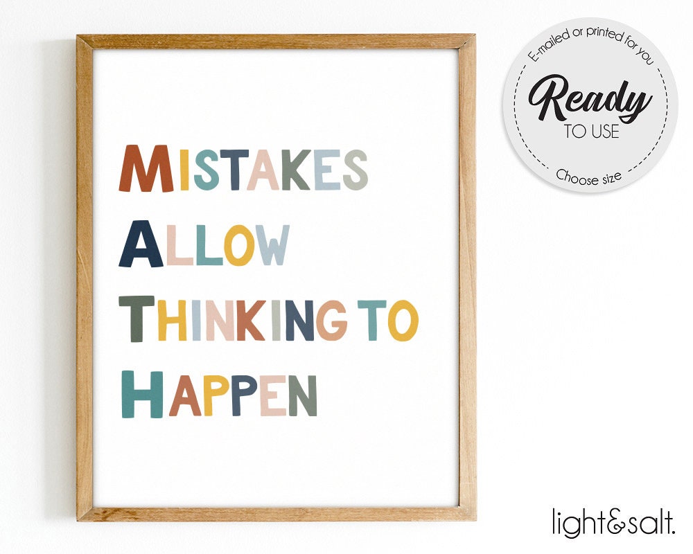 Mistakes Allow Thinking to Happen Print Boho Math Classroom - Etsy