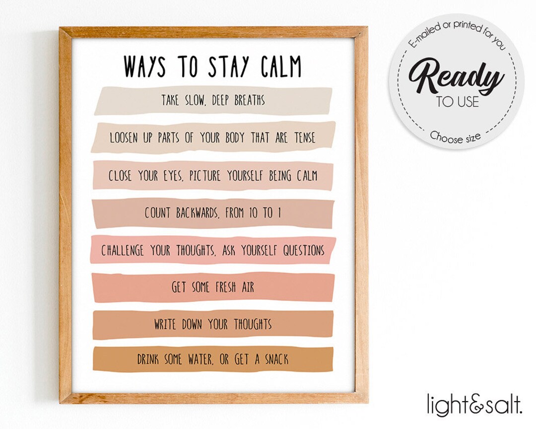 Ways to Stay Calm, Challenging Negative Thoughts Poster, Calming ...