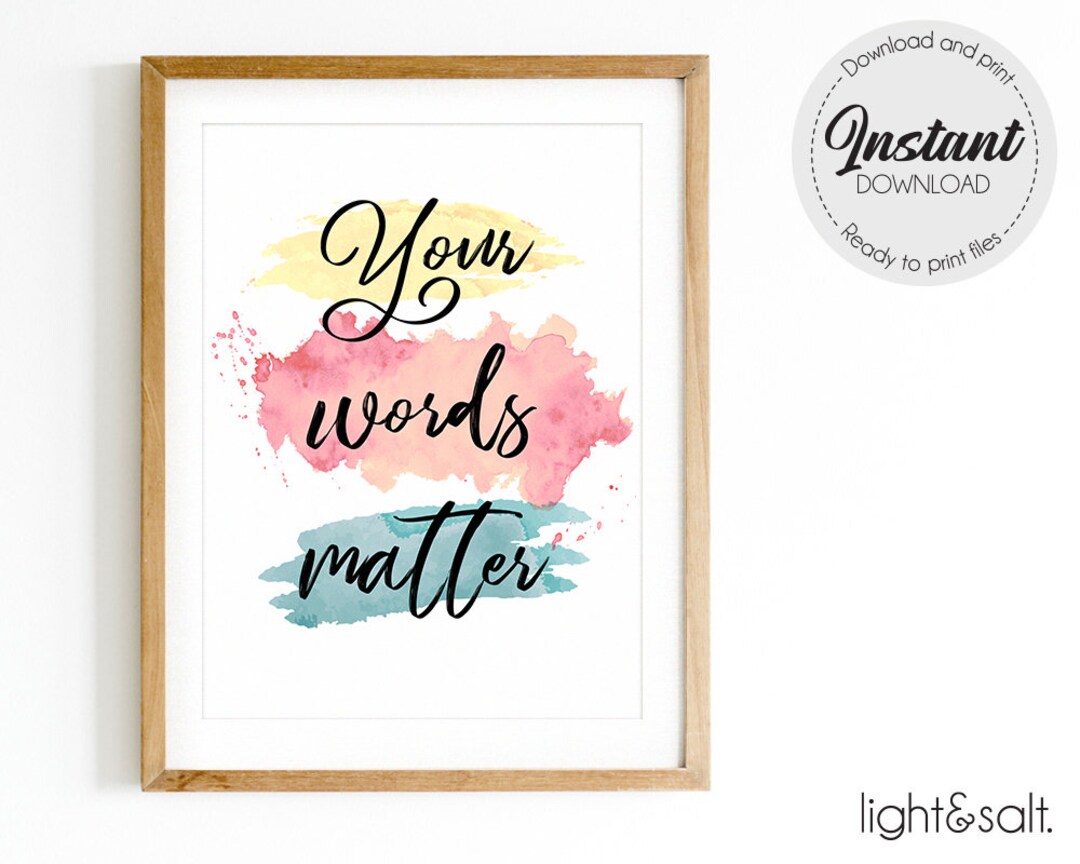 Your Words Matter, Speech Therapy Decor, Office Wall Decor, Quote Art ...