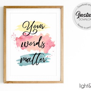 Your Words Matter, Speech Therapy Decor, Office Wall Decor, Quote Art ...