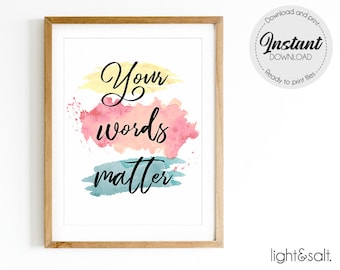 Your Words Matter Printable - Etsy