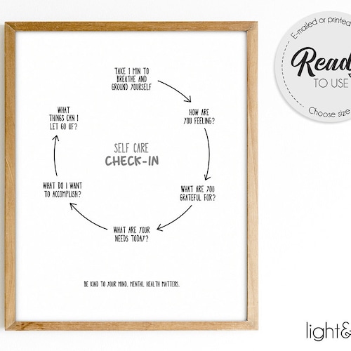 Self Care Check-in Poster Daily Checklist Mindfulness - Etsy