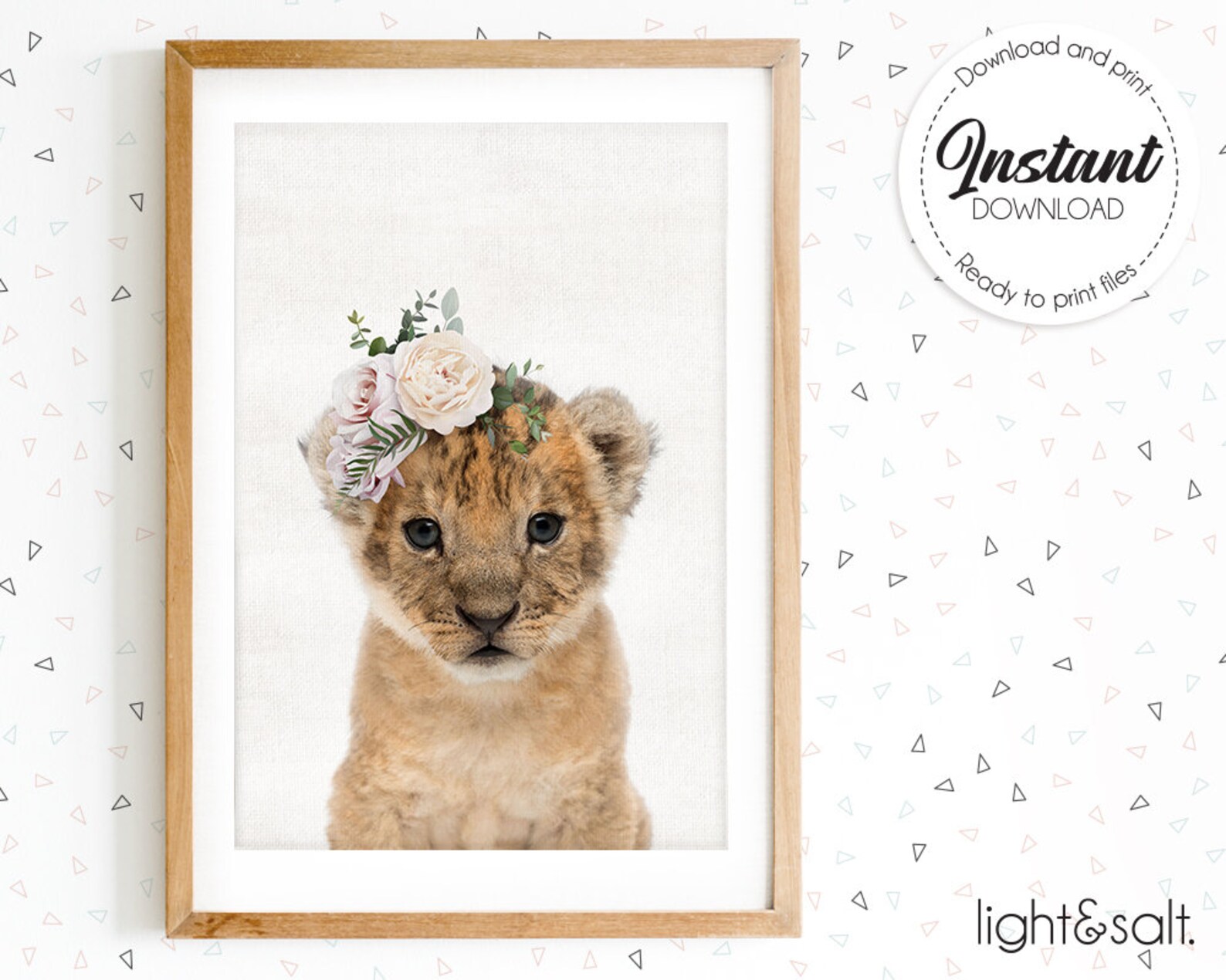 Lion Print Baby Lion Print Lion Cub Print Flower Floral - Etsy