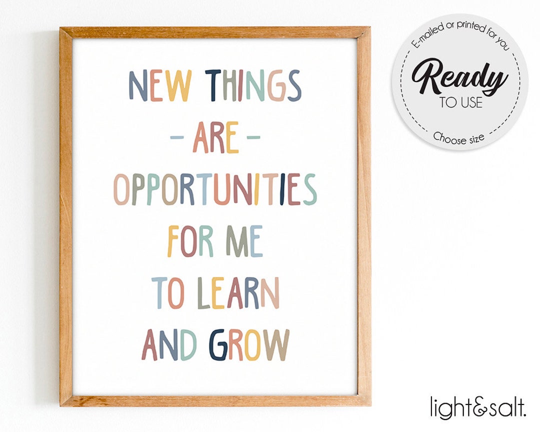 New Things Are Opportunities for Me to Learn, Growth Mindset Poster ...