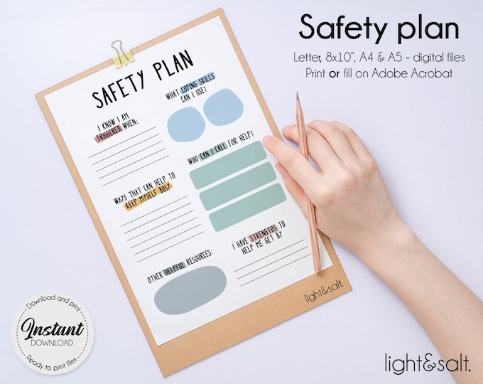 Safety Plan Template, Fillable & Printable Tools, Crisis Management ...