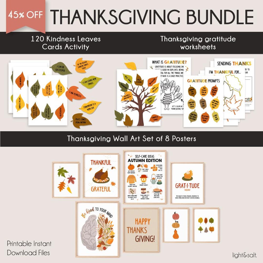 Thanksgiving BUNDLE, Kindness Leaves, Gratitude Tree, Thanksgiving ...
