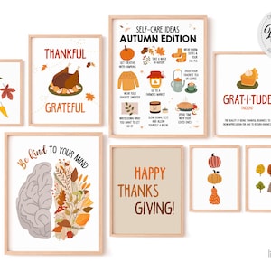 Thanksgiving Decor, Gallery Wall Set of 8 Prints, Mental Health Fall ...