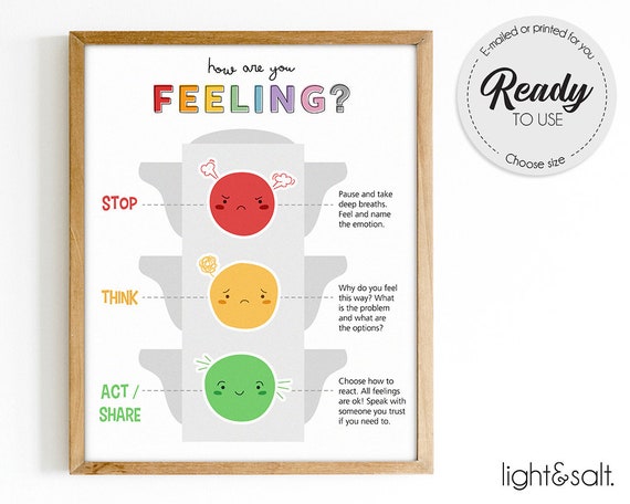 Traffic Lights Anger Management Feelings Chart Zones of - Etsy