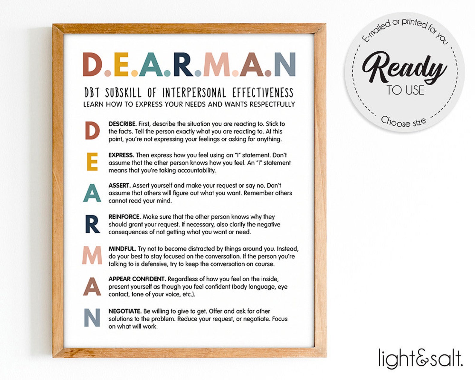 DEAR MAN DBT Poster Mental Health Poster Therapy Poster - Etsy
