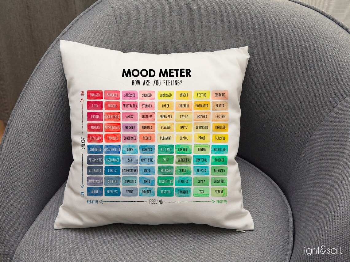 Mood Meter Pillow Feelings Chart Wheel of Emotions Throw - Etsy