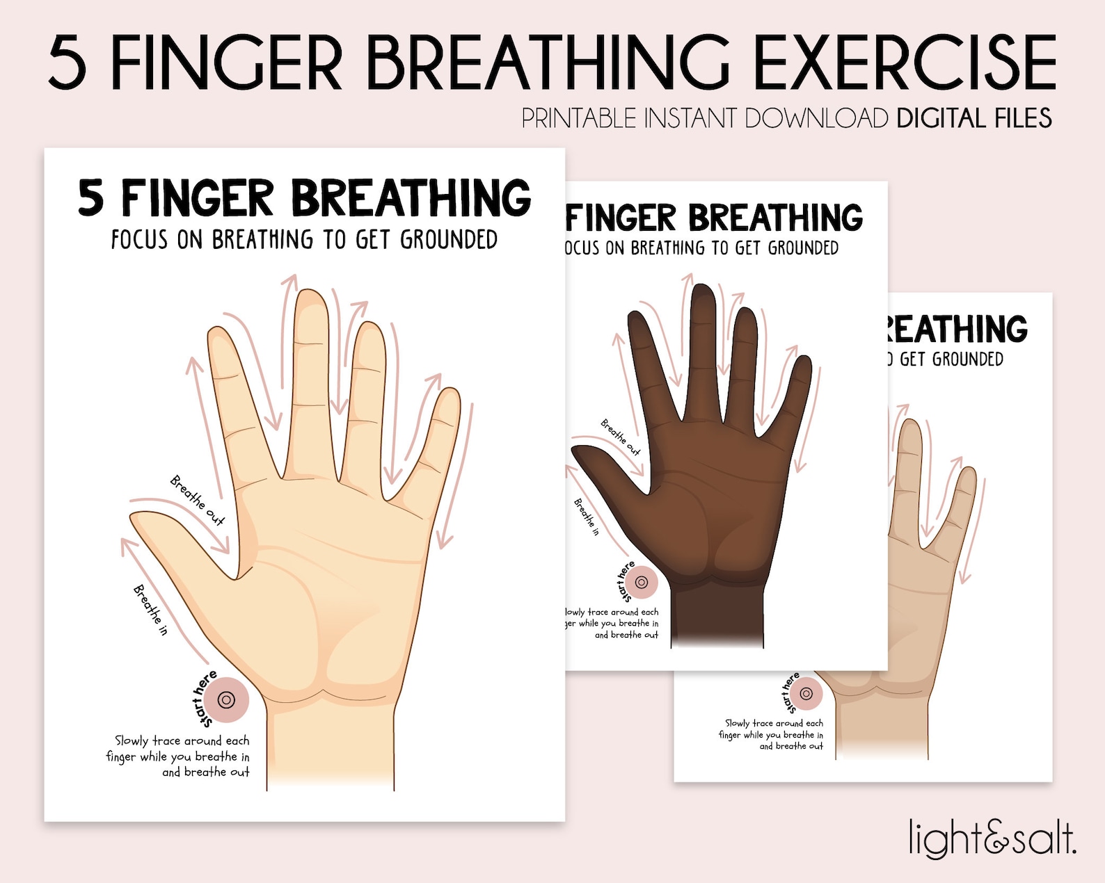 5 Finger Breathing Exercise, Hand Breathing, Grounding Technique ...