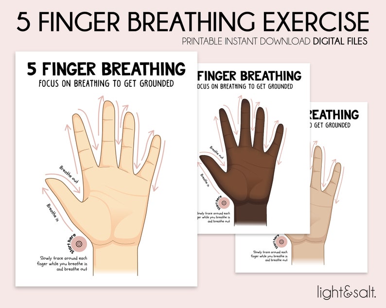 5 Finger Breathing Exercise Hand Breathing Grounding - Etsy