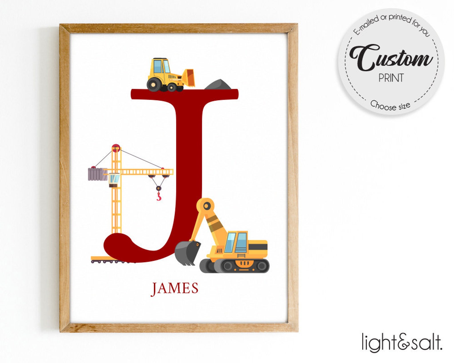 Custom Construction Print, Personalised Construction, Custom Baby Name ...