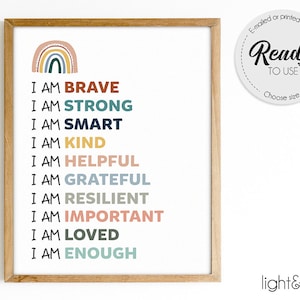 Positive Affirmations Kids, You Are Brave, Self Esteem, Motivational ...