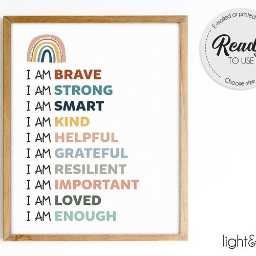 Positive Affirmations Kids You Are Brave Self Esteem - Etsy