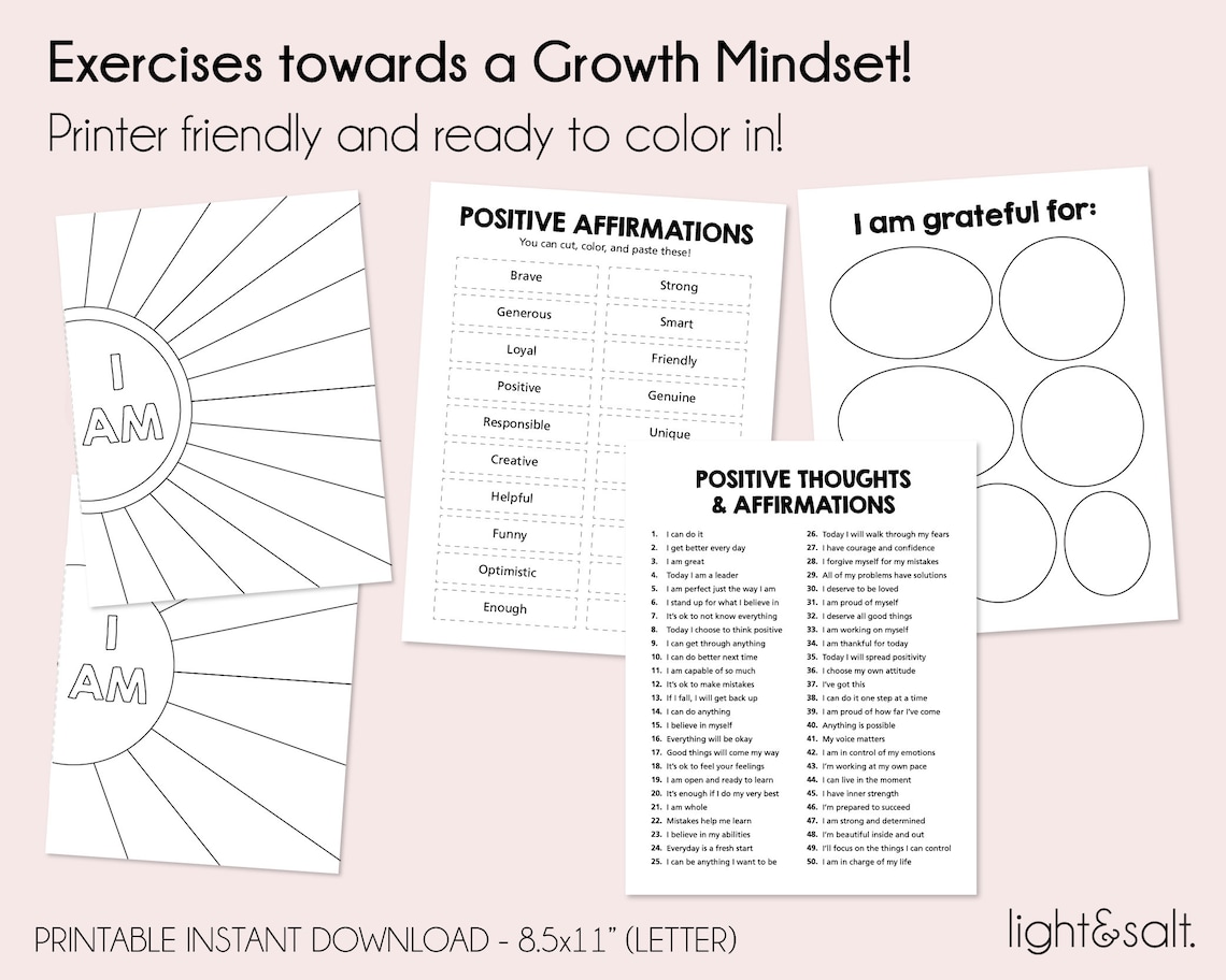 Positive Therapy Affirmation Worksheets, Mental Health Poster, Teaching ...