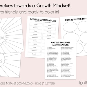 Positive Therapy Affirmation Worksheets, Mental Health Poster, Teaching ...