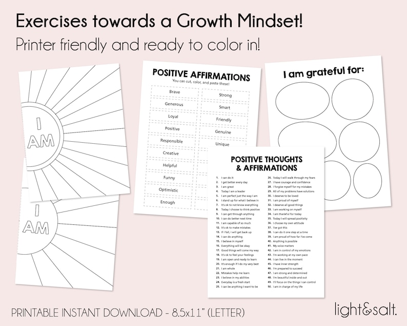 Positive Therapy Affirmation Worksheets Mental Health Poster - Etsy