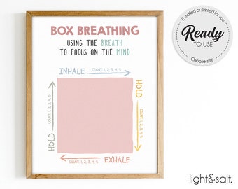 Grounding Technique Poster Box Breathing Calm Down Corner | Etsy