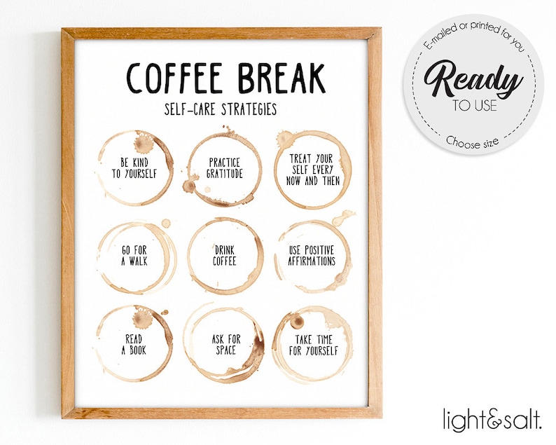 Coffee Self Care Poster Mental Health Poster Coffee Poster - Etsy