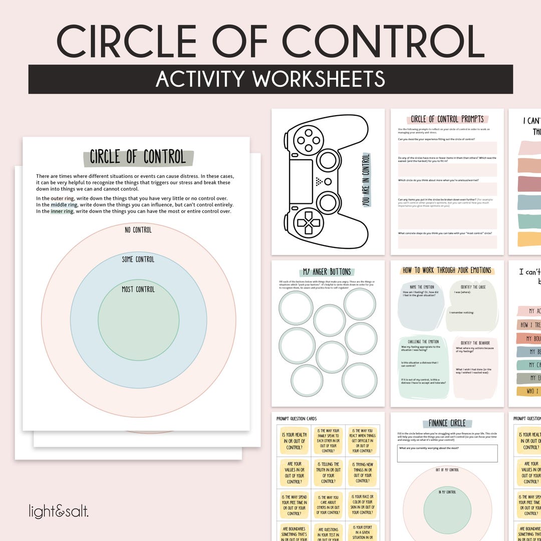 Circle of Control, Therapy Worksheets, Things I Can Control, Worry Book ...