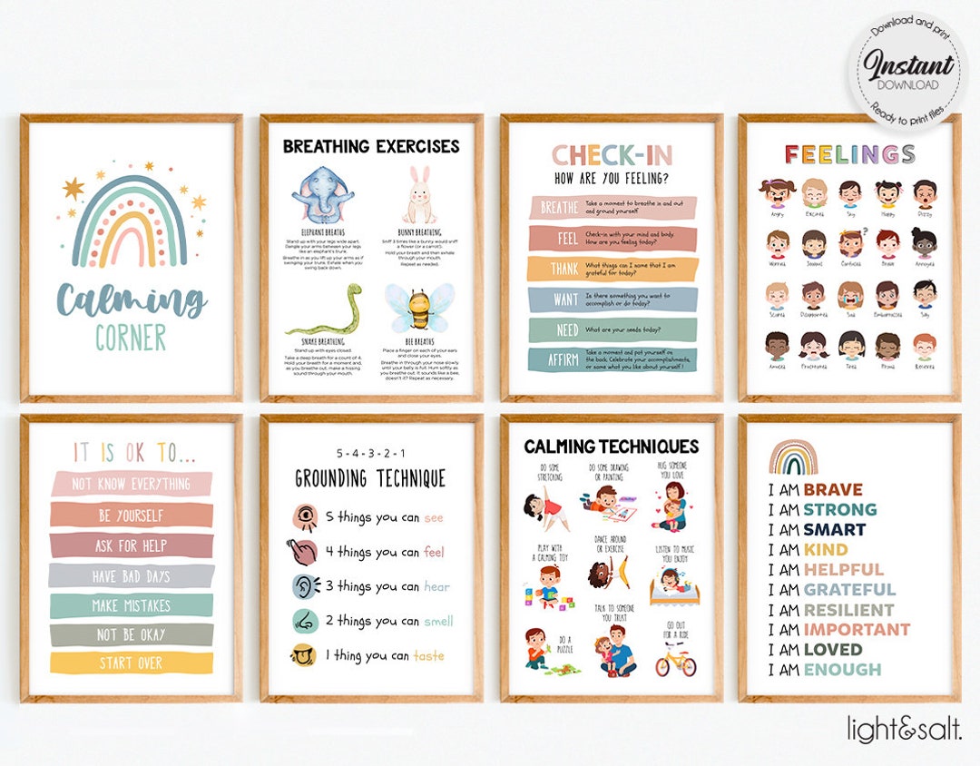 Calming Strategies Poster Bundle Set of 8, Calming Corner, Zones of ...