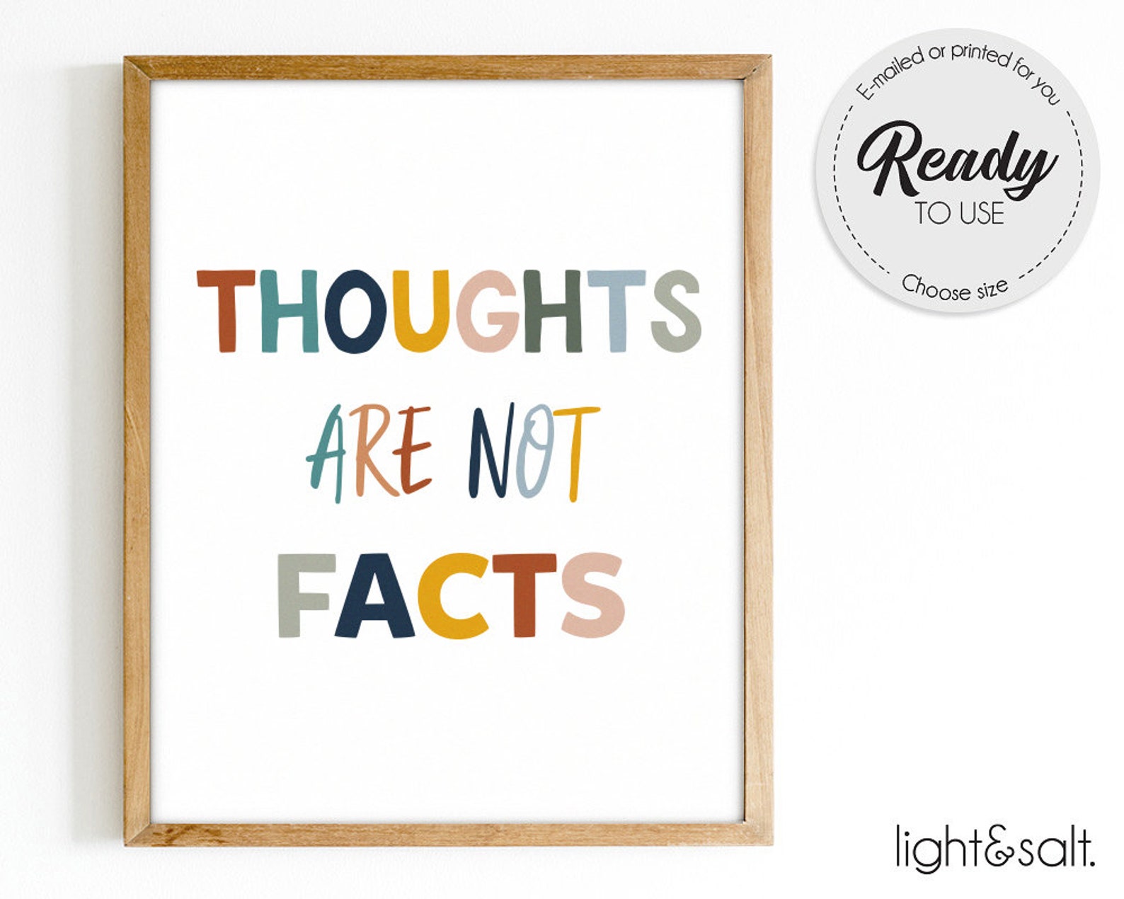 Thoughts Are Not Facts Poster, Typography Print, Counselor Office Decor ...