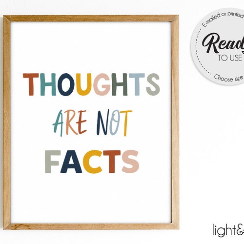 Thoughts Are Not Facts Poster Typography Print Counselor | Etsy