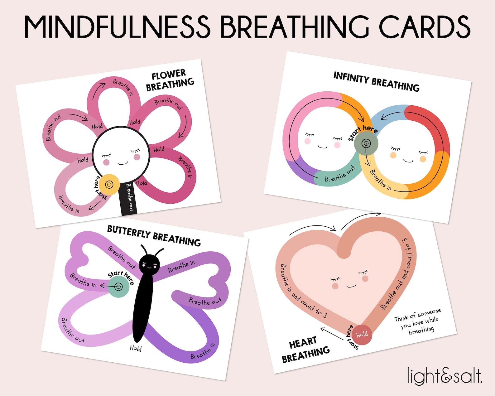 Mindfulness Breathing Exercises Activities for Kids, Breathing Cards ...