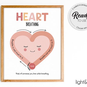 Mindfulness Breathing for Kids, Mental Health Posters Set of 4, Calming ...