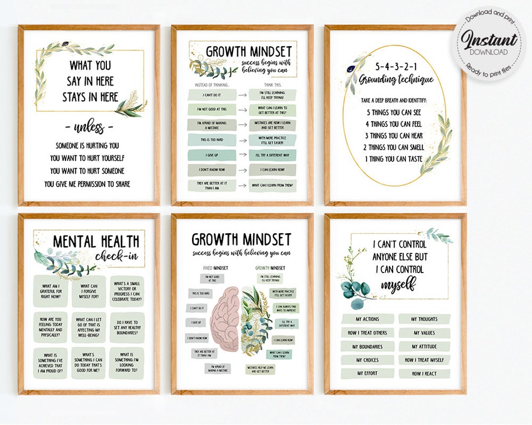 Counseling Office Bundle Set of 6, Mental Health Poster, Therapy Office ...