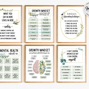 Counseling Office Bundle Set of 6, Mental Health Poster, Therapy Office ...