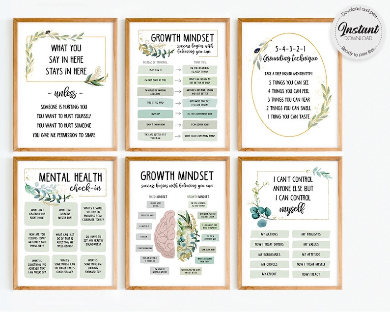 Counseling Office Bundle Set of 6 Mental Health Poster - Etsy