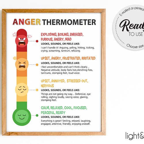 Anger Management Poster Anger Thermometer Feelings Chart - Etsy
