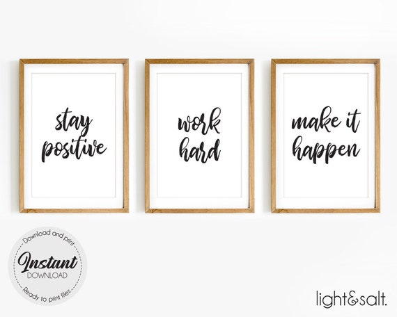 Daily Affirmations Positive Poster Stay Positive Work Hard | Etsy