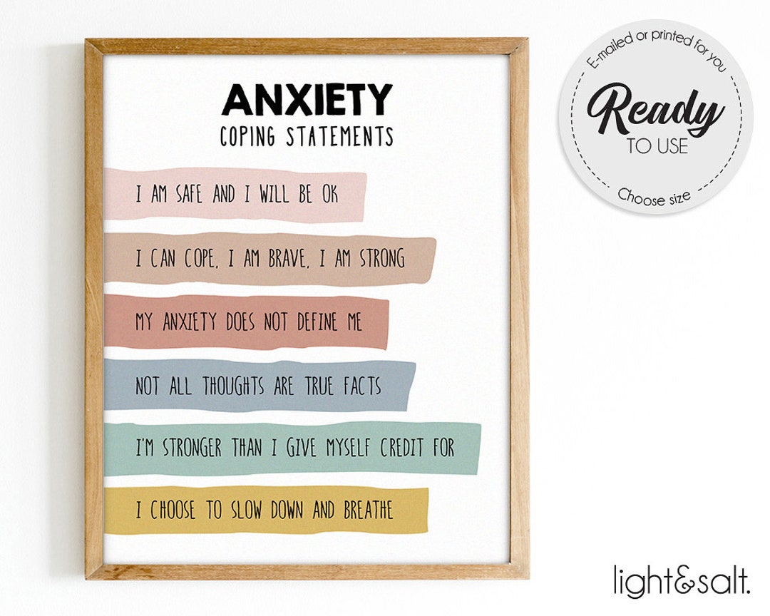 Anxiety Coping Statement Poster, Calm Down Corner, Therapy Office Decor ...