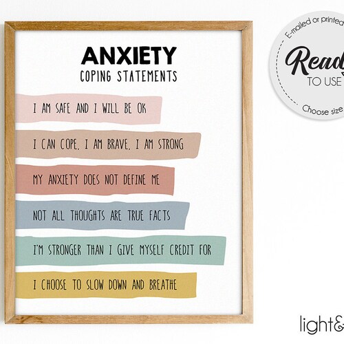 Anxiety Coping Statement Poster Calm Down Corner Therapy - Etsy