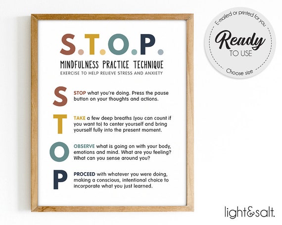 STOP Technique Stress and Anxiety Relief Mental Health - Etsy