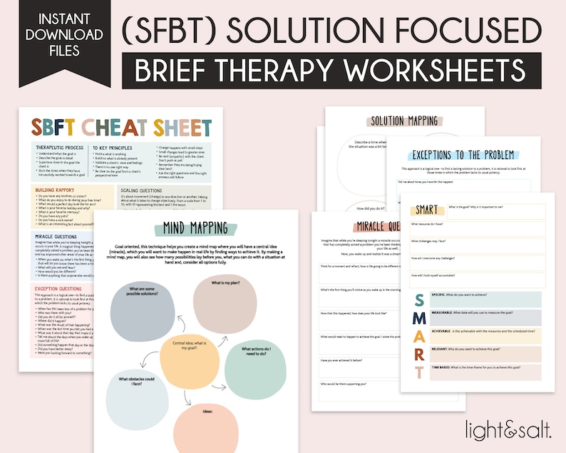 SFBT Solution Focused Therapy DBT Skills Therapy Worksheet - Etsy