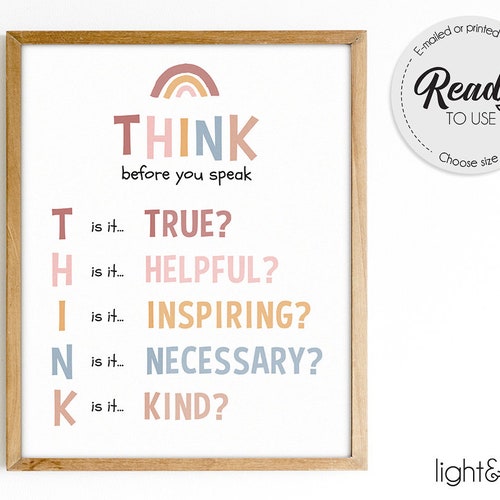Think Before You Speak Poster Rules Printable Motivational - Etsy