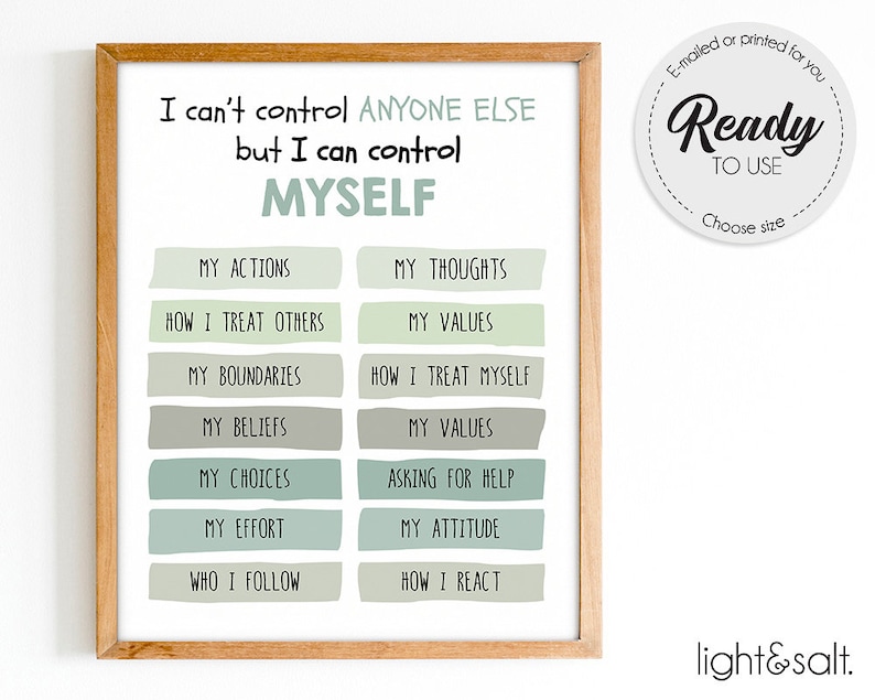 Things I Can Control Poster Mental Health Therapy Counseling - Etsy
