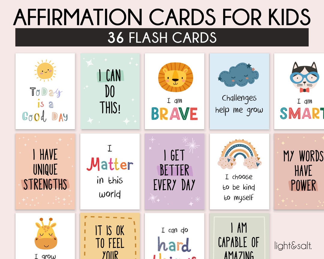 Affirmation Cards for Kids, Calm Down Kit, Positivity Cards, Coping ...