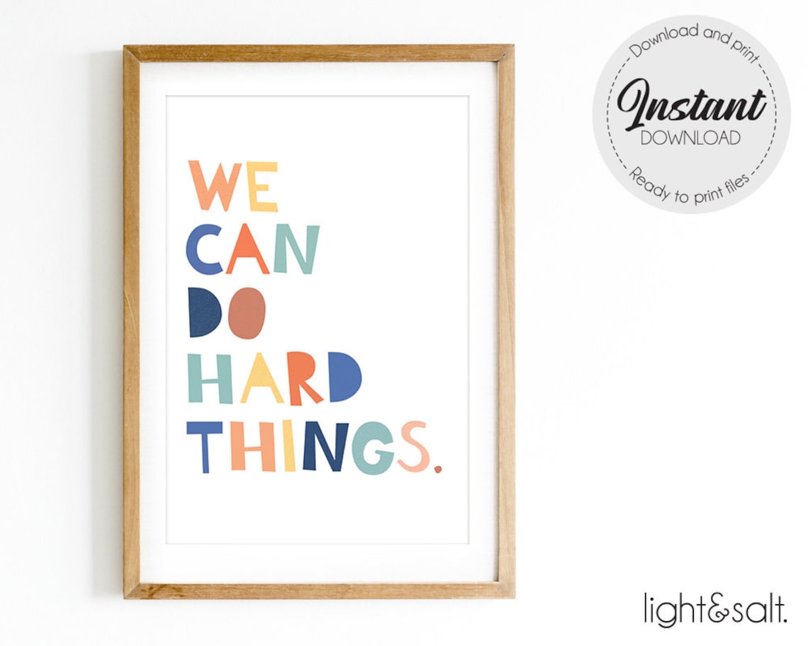 We Can Do Hard Things Poster, Growth Mindset, Education, Rainbow Print ...