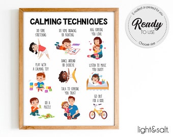 Kids Calm Down Coping Skills Cards Grounding Technique | Etsy