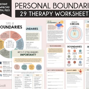 Therapy Worksheets Bundle, Anxiety Worksheets, Inner Critic, Boundaries ...